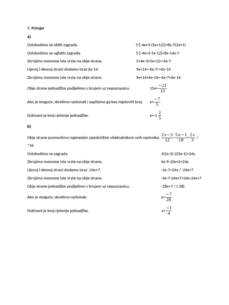 Matematika Primjer 7. Od Sigme | PDF