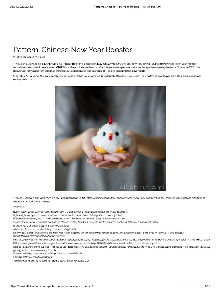 Rooster | PDF | Crochet | Yarn