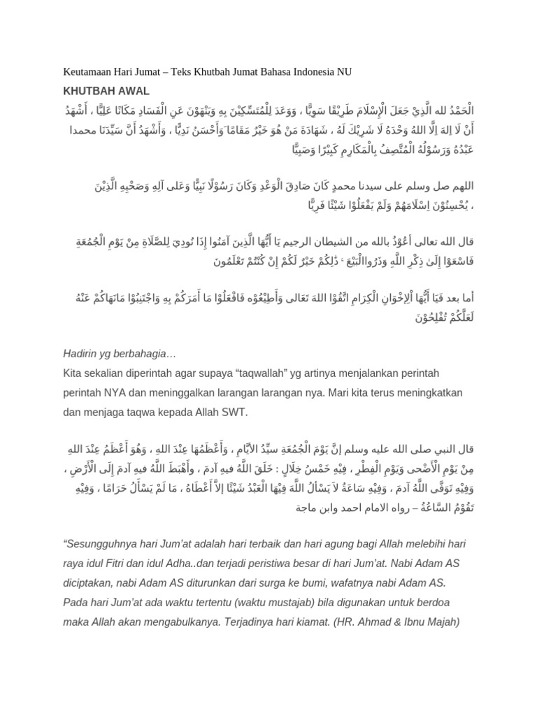 Keutamaan Jumat | PDF