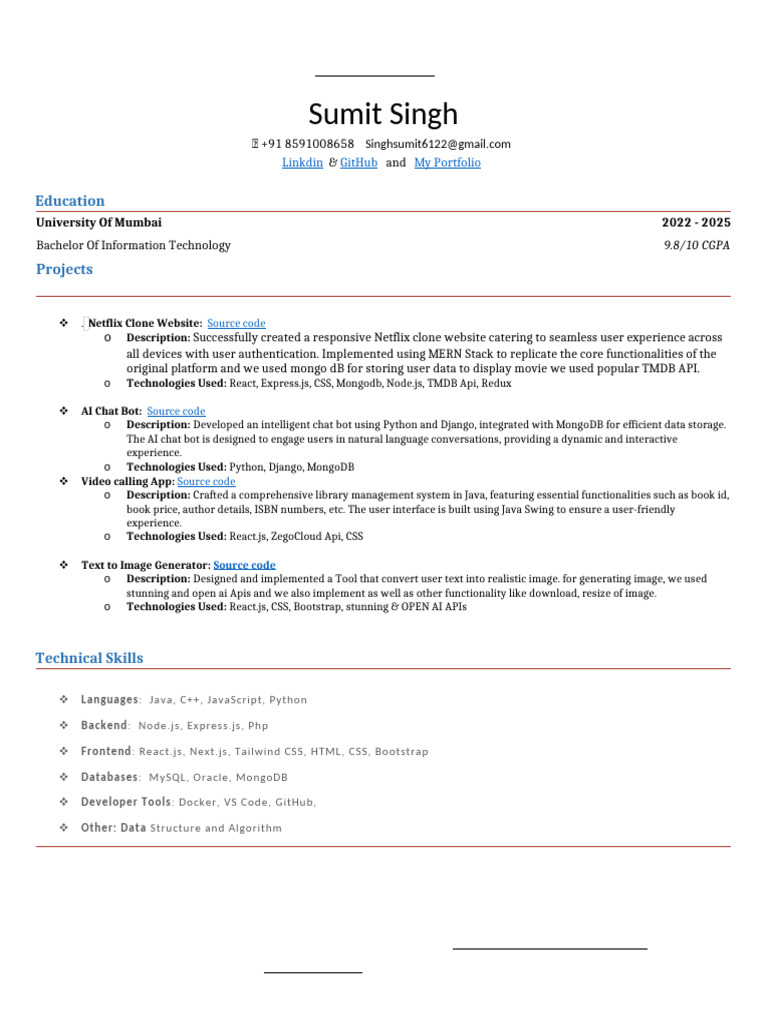 Sumit Singh Resume | PDF | Java (Programming Language) | Software Engineering