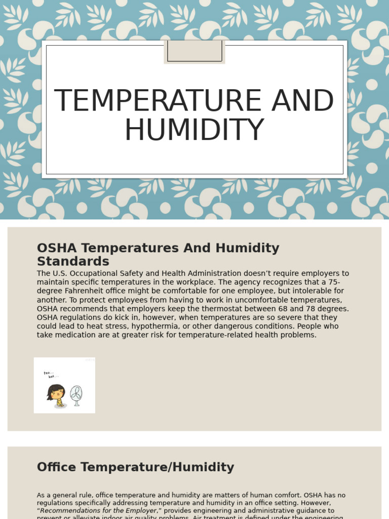 Temperature and Humidity | PDF | Hypothermia | Occupational Safety And Health Administration