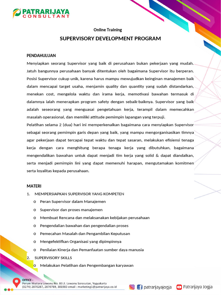 SUPERVISORY DEVELOPMENT PROGRAM | PDF
