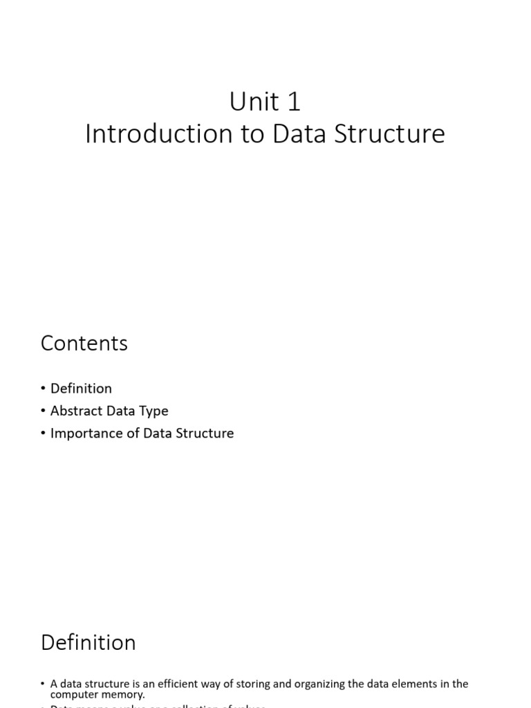 CACS201 Unit 1 - Introduction To Data Structure | PDF | Data Type | Data Structure