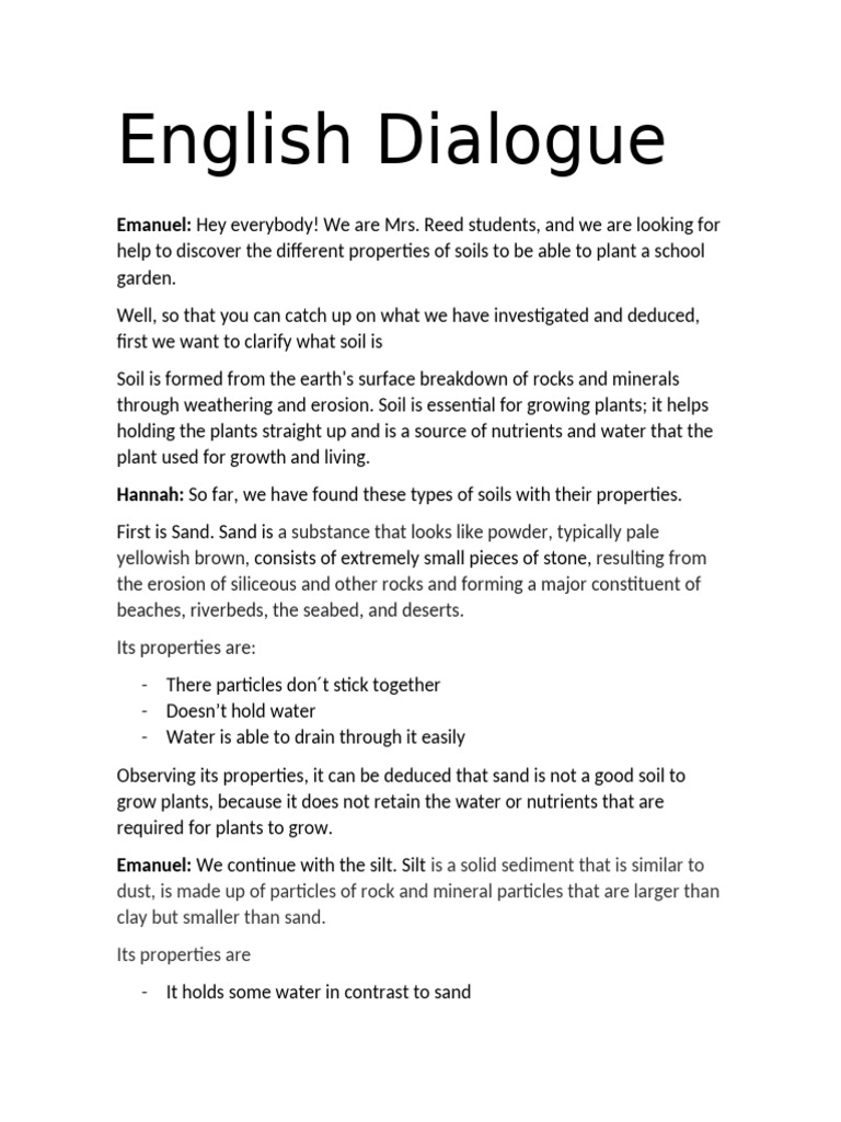 English Dialogue | PDF | Soil | Sand