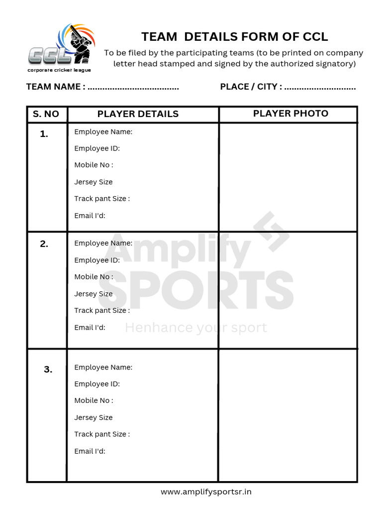 CCL Team Details Registration Form | PDF | Authentication | Access Control