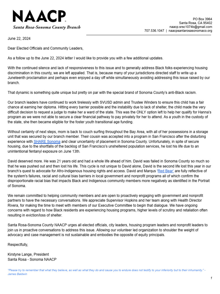 Original Letter From NAACP | PDF | Justice | Crime & Violence