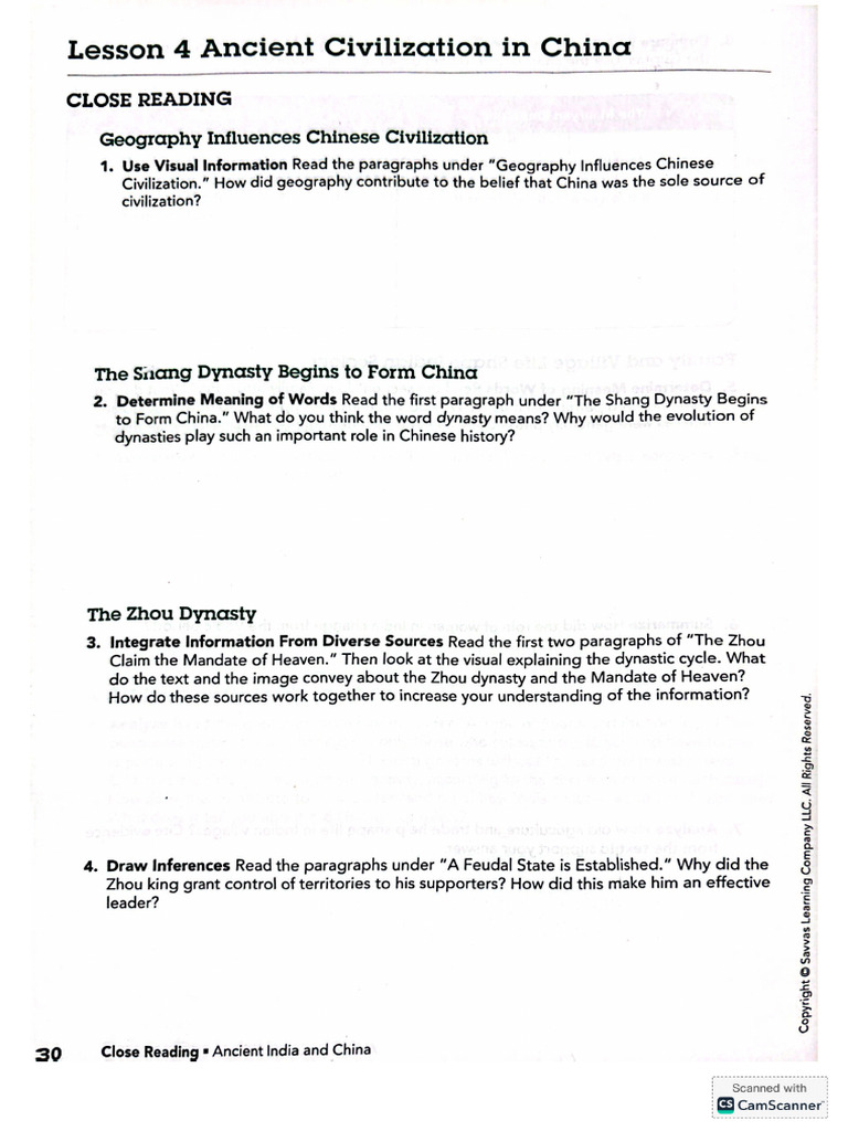 Ancient Civilizations in China Reading | PDF