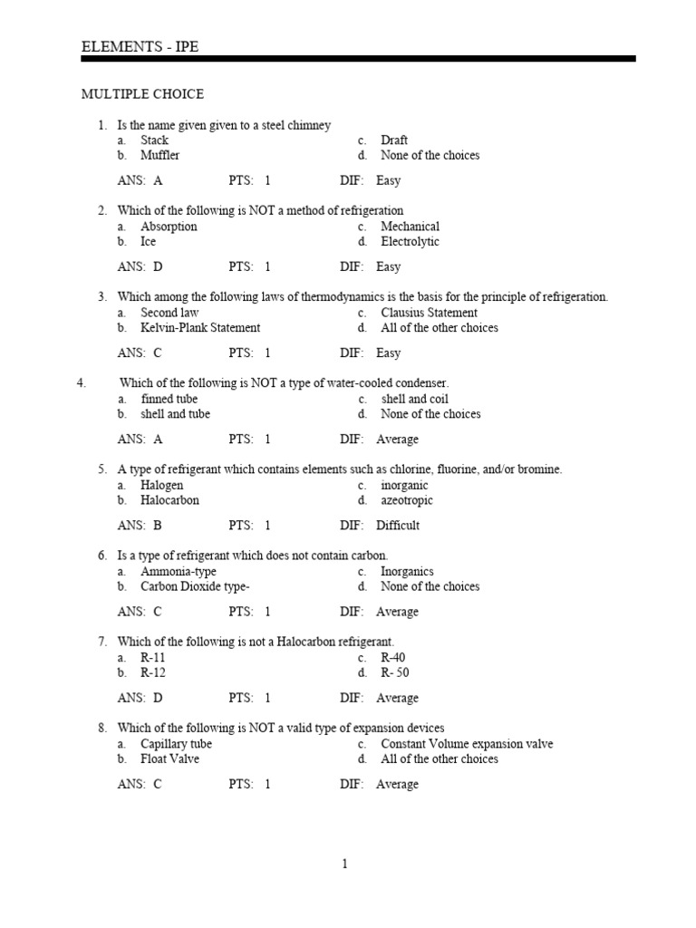 IPE Test Bank Merged | PDF | Humidity | Thermodynamics