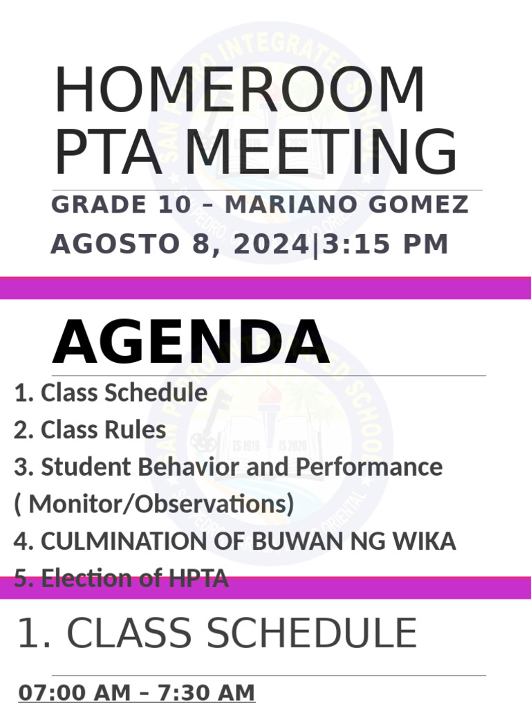 Homeroom Pta Meeting | PDF | Wellness