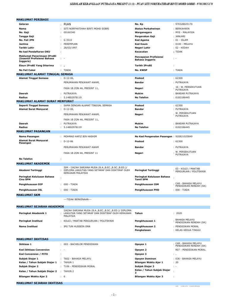 SK Paparan Semakan Data PDF | PDF