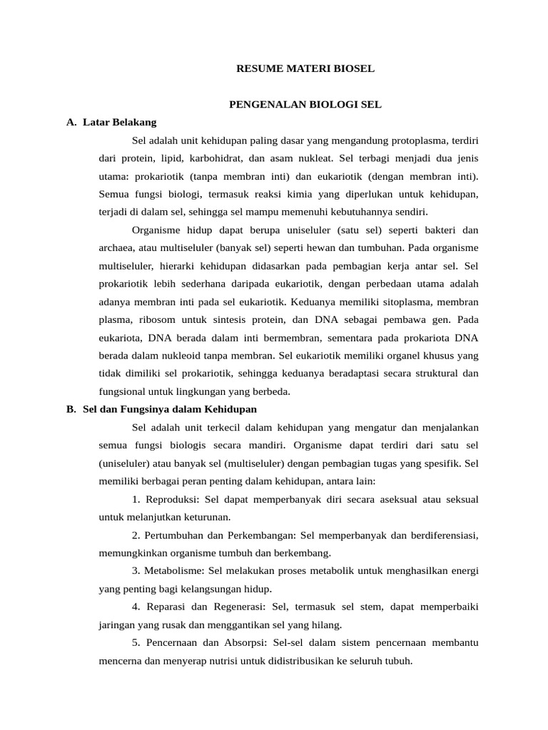 Pengenalan Materi Biosel dan Fungsinya | PDF