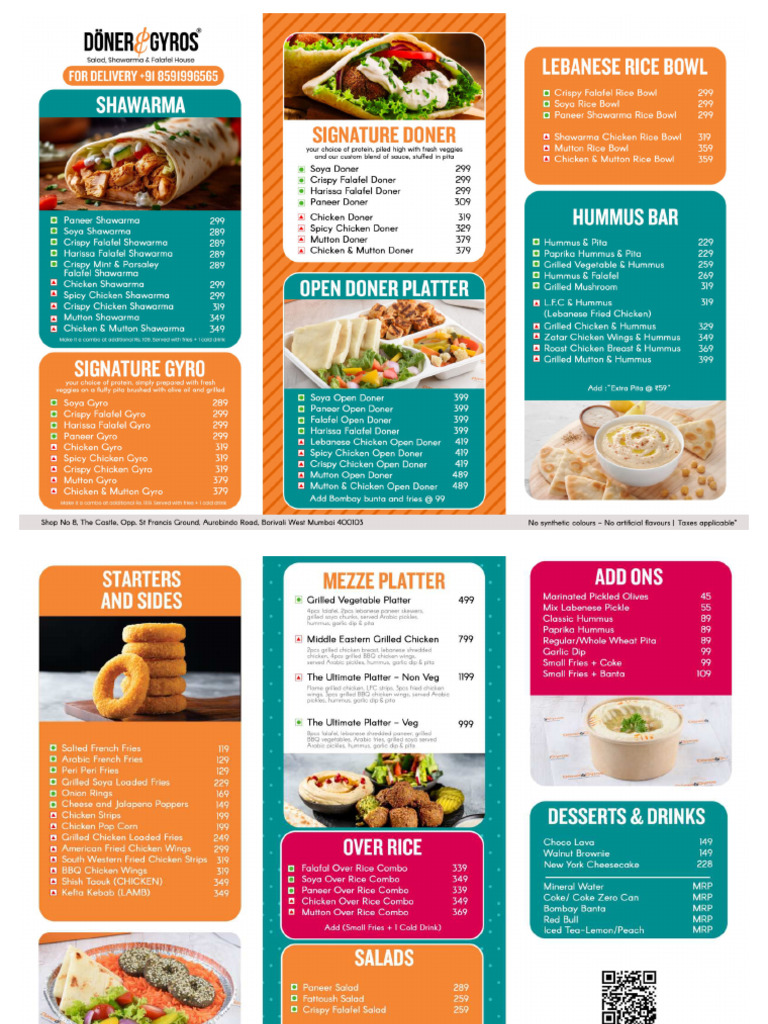 D&G Borivali Menu | PDF