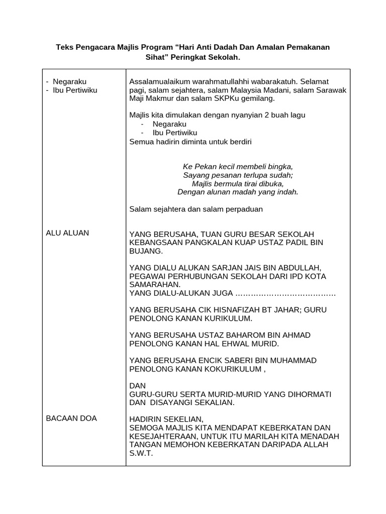 Pelancaran Hari Anti Dadah Sekolah | PDF