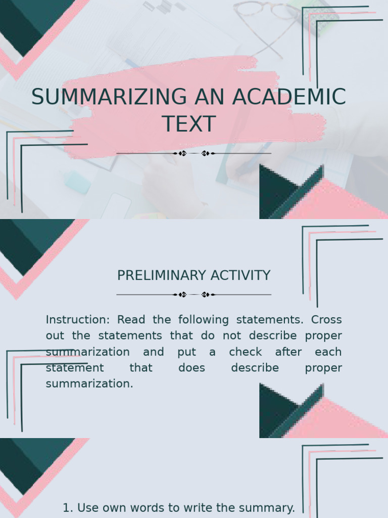 Summarizing An Academic Text | PDF | Human Communication