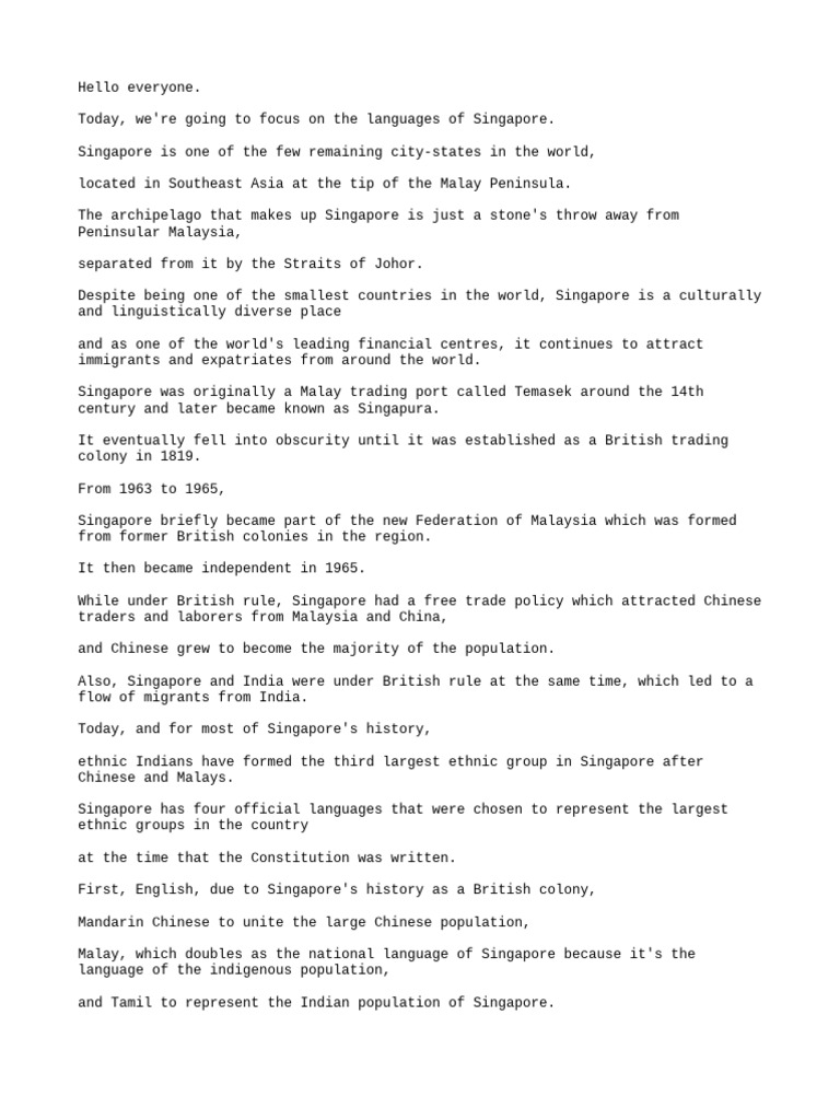 Singapore And Its Languages English Pdf Standard Chinese