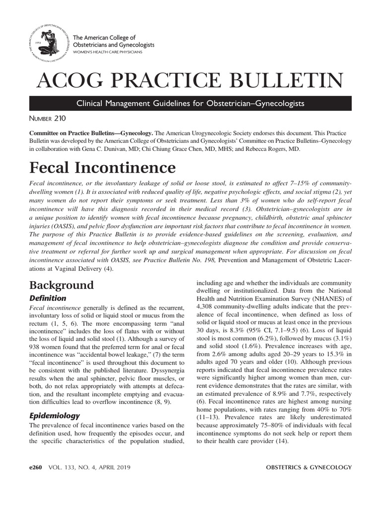 210 - Fecal Incontinence | PDF | Constipation | Rectum