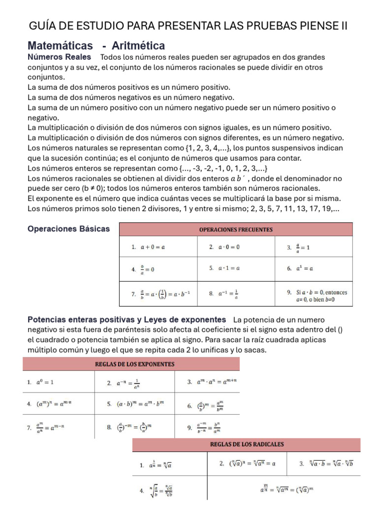 Resumen Matematicas Piense Ii | PDF | Números | División (Matemáticas)