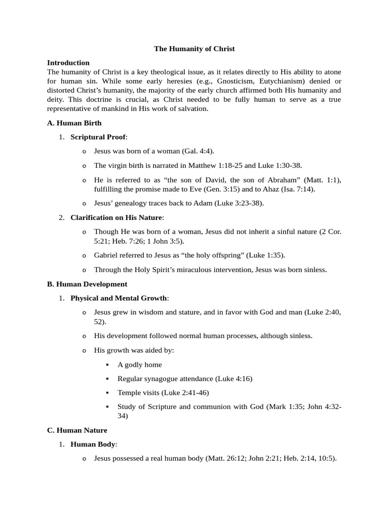 Humanity and Divinity of Christ | PDF | Jesus | God The Father