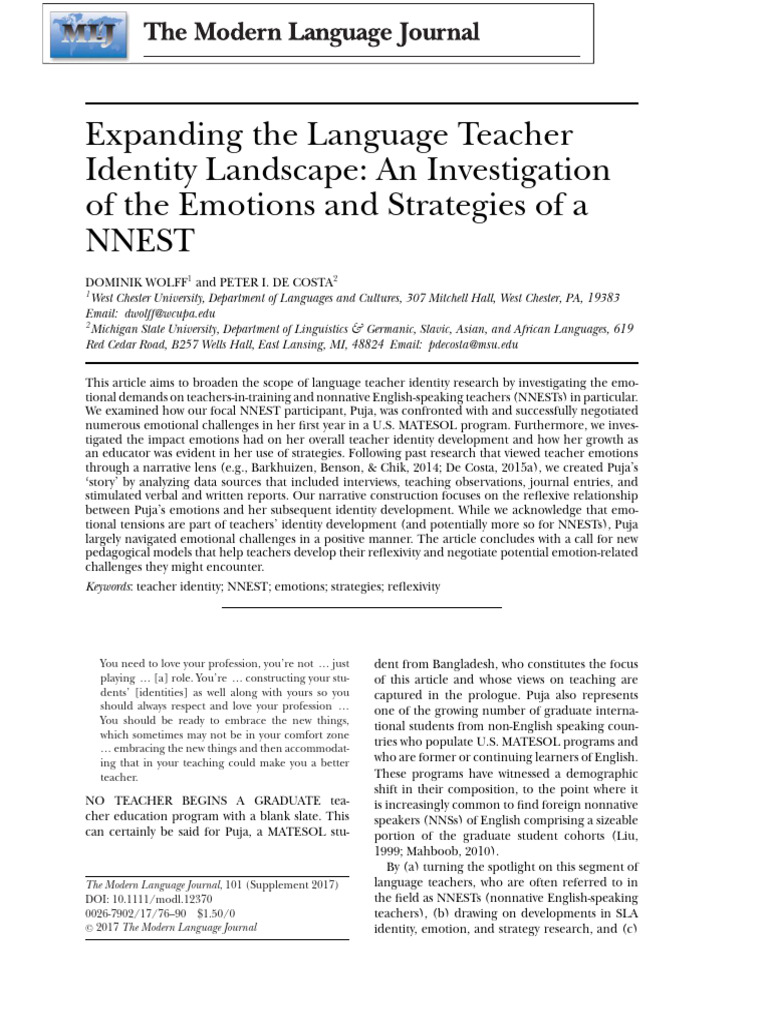 Expanding The Language Teacher Identity | PDF | English As A Second Or ...