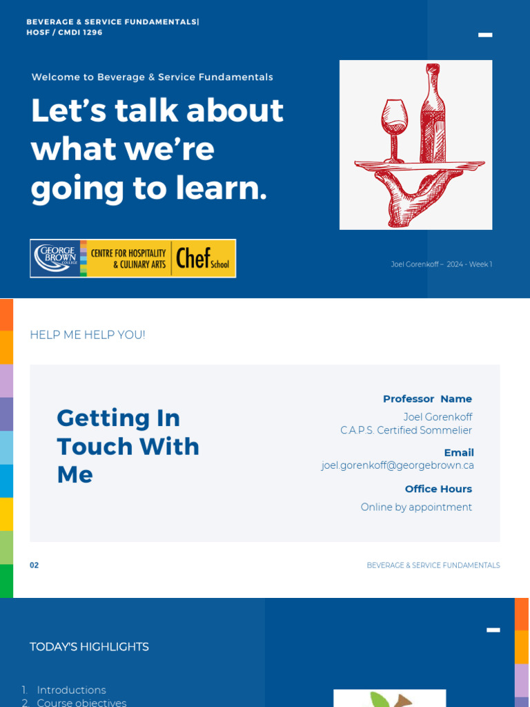 HOSF 1296 WEEK1 JSG Summer 2024 (202303) | PDF | Tableware | Restaurants