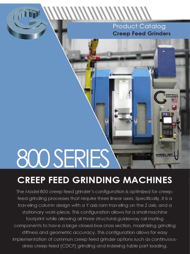 CAMPBELL CREEP FEED GRINDING MACHINES 800 Series | PDF | Grinding ...
