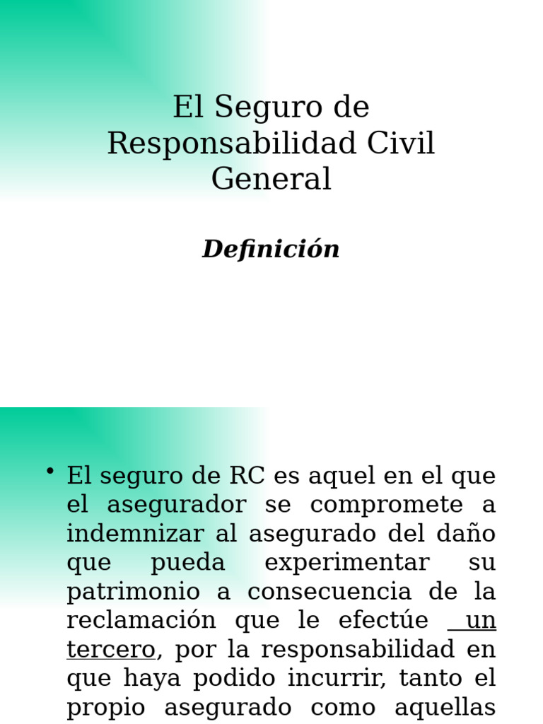Seguro RC General: Cobertura y Exclusiones | PDF | Póliza de seguros ...