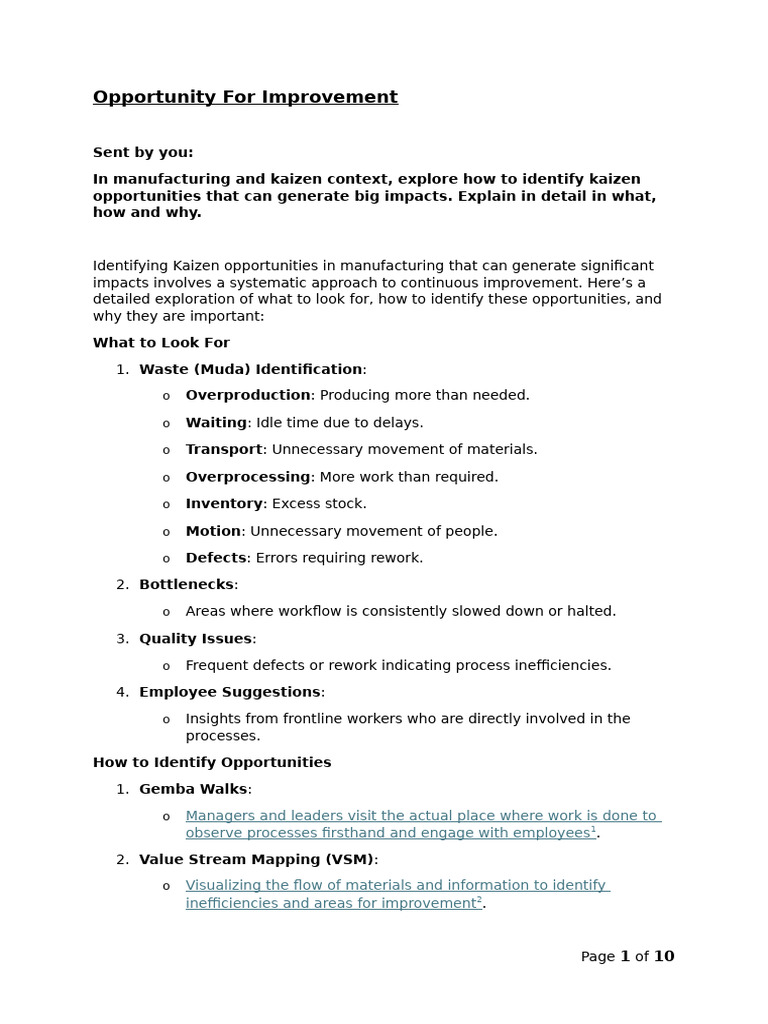 Identifying Kaizen Opportunities in Manufacturing | PDF | Inventory ...