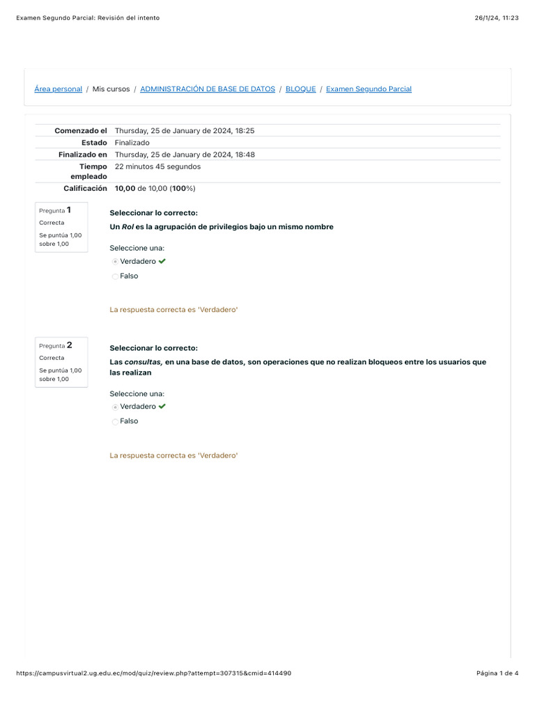 Examen Segundo Parcial Revisión del intento | PDF | Informática | Gestión de tecnología de la ...