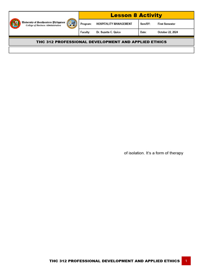 CAMACHO - MODULE 3 Lesson 8 Activity | PDF | Mental Health | Stress ...