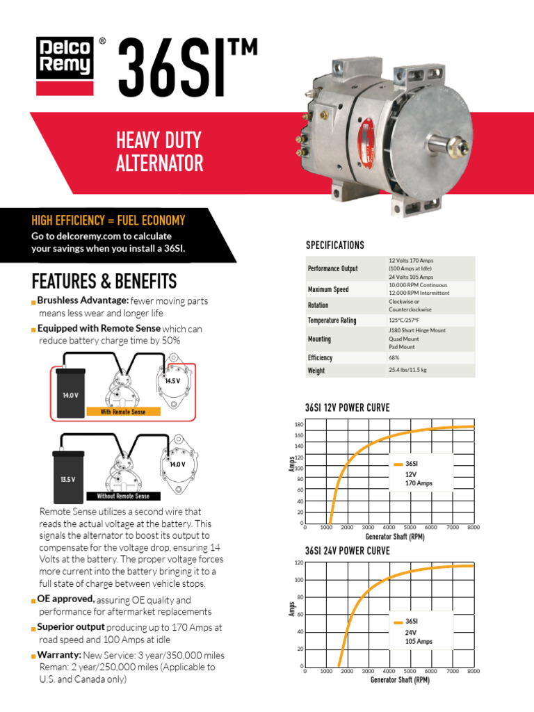 Delco 36SI Sheet 2024 Alternator | PDF | Power (Physics) | Electric Power