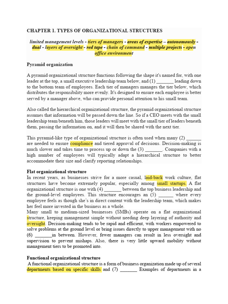 Chapter 1 Organizational Structues Pdf Organizational Structure