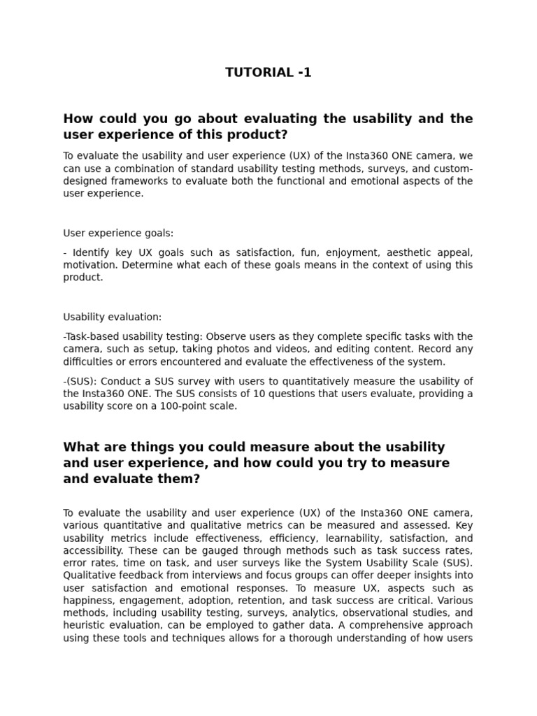 How Could You Go About Evaluating The Usability and The User Experience of This Product | PDF ...