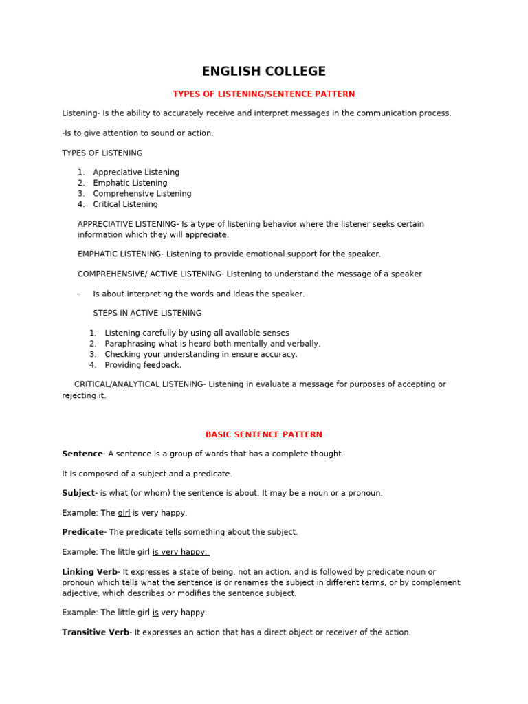 COLLEGE ENGLISH REVIEWER | PDF | Verb | Grammatical Number