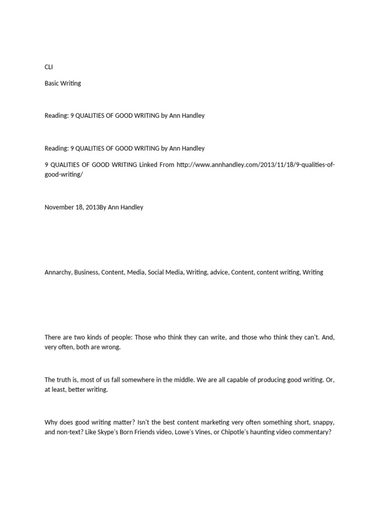 9 Essential Qualities of Good Writing | PDF | Mathematics | Writing