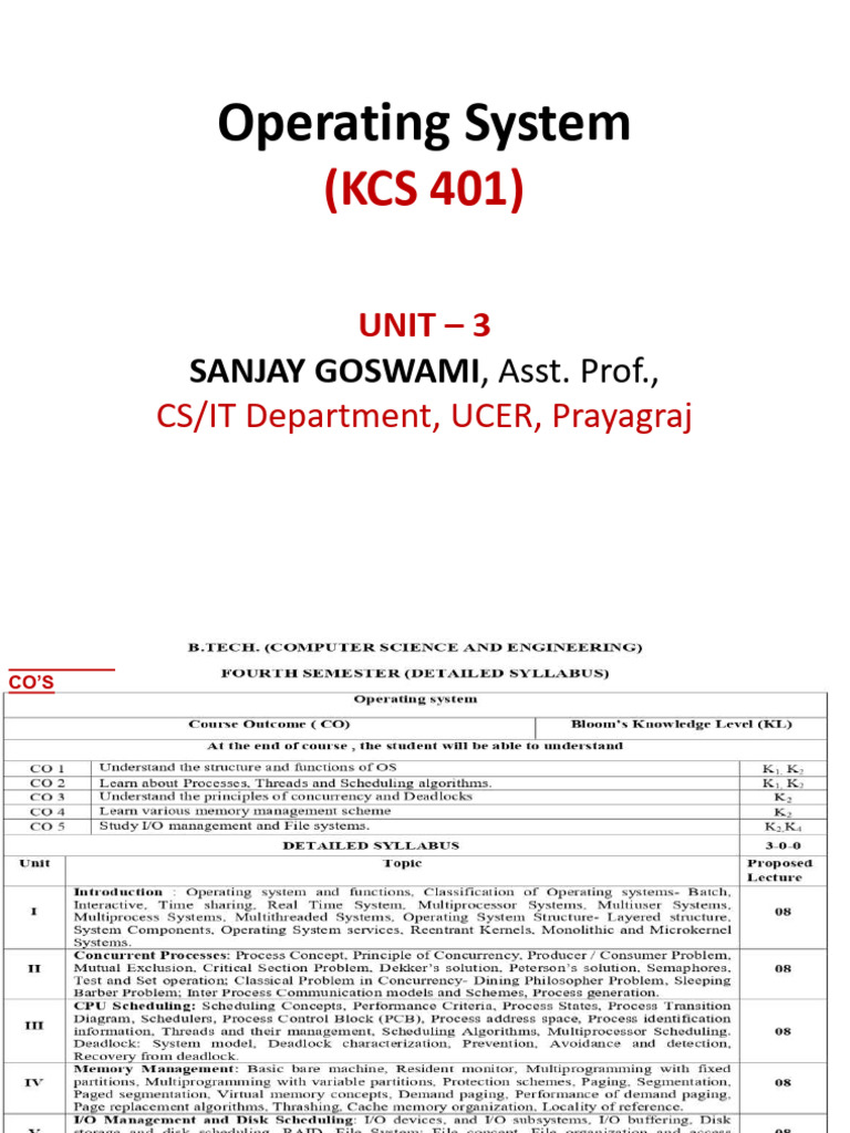 OS UNIT3 Goswami | PDF | Thread (Computing) | Process (Computing)
