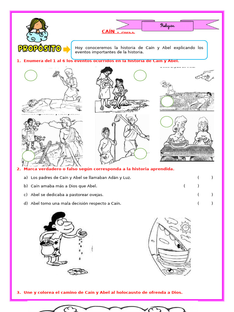 E3 FICHA D2 LOS HERMANOS RELIGIÓN CAIN Y ABEL | PDF