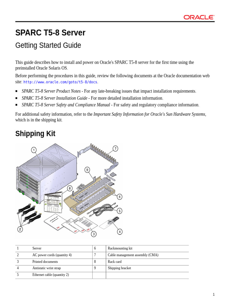 SPARC T5-8 Server: Getting Started Guide | PDF | Computer Science ...