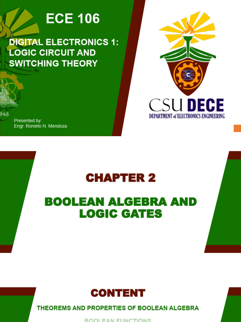 002 Boolean Algebra And Logic Gates Lecture Pdf Boolean Algebra 9858