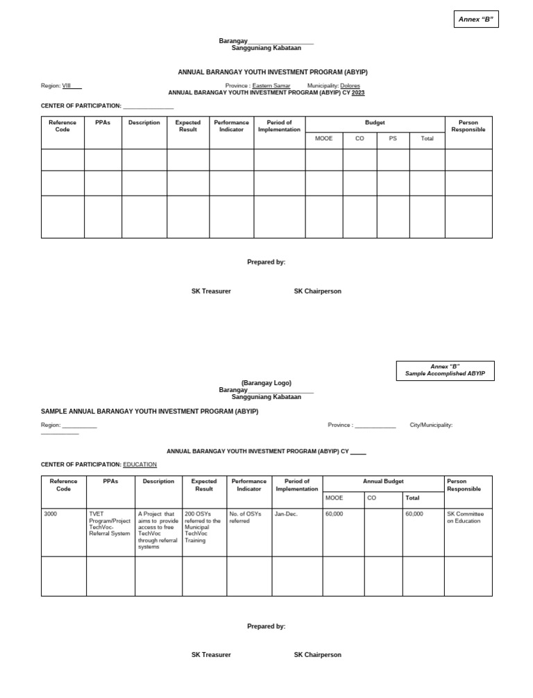 3.4 SK MC Annex B Abyip SK Full Public Disclosure Template 1 | PDF | Youth Organizations | Youth