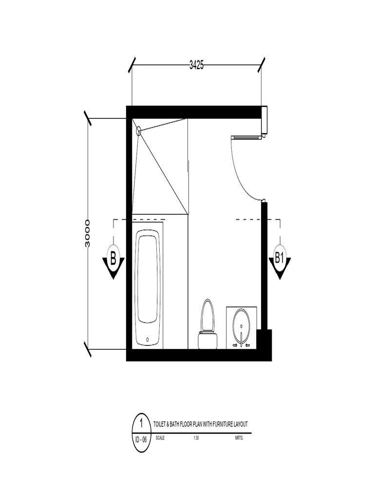 Toilet & Bath Floor Plan Layout | PDF
