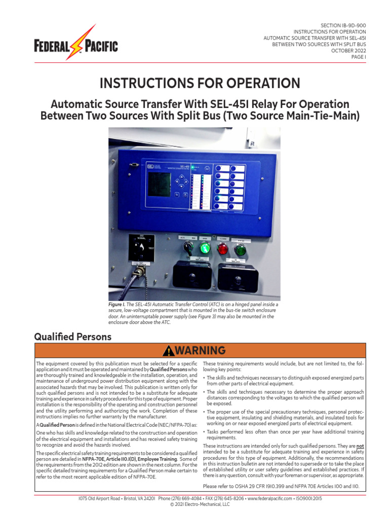 31 Automatic Source Transfer With SEL 451 IB 9D 900 | PDF | Switch | Relay