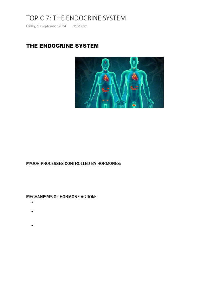 TOPIC 7 THE ENDOCRINE SYSTEM | PDF | Endocrine System | Adrenal Gland