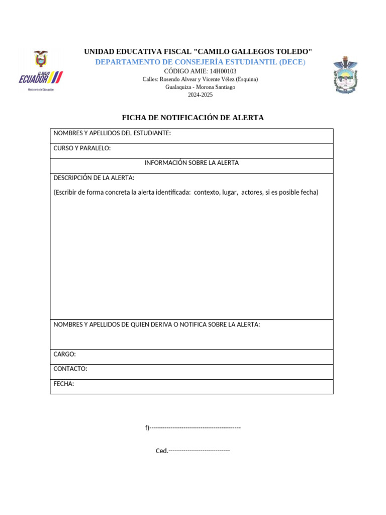 FICHA DE NOTIFICACIÓN DE ALERTA | PDF