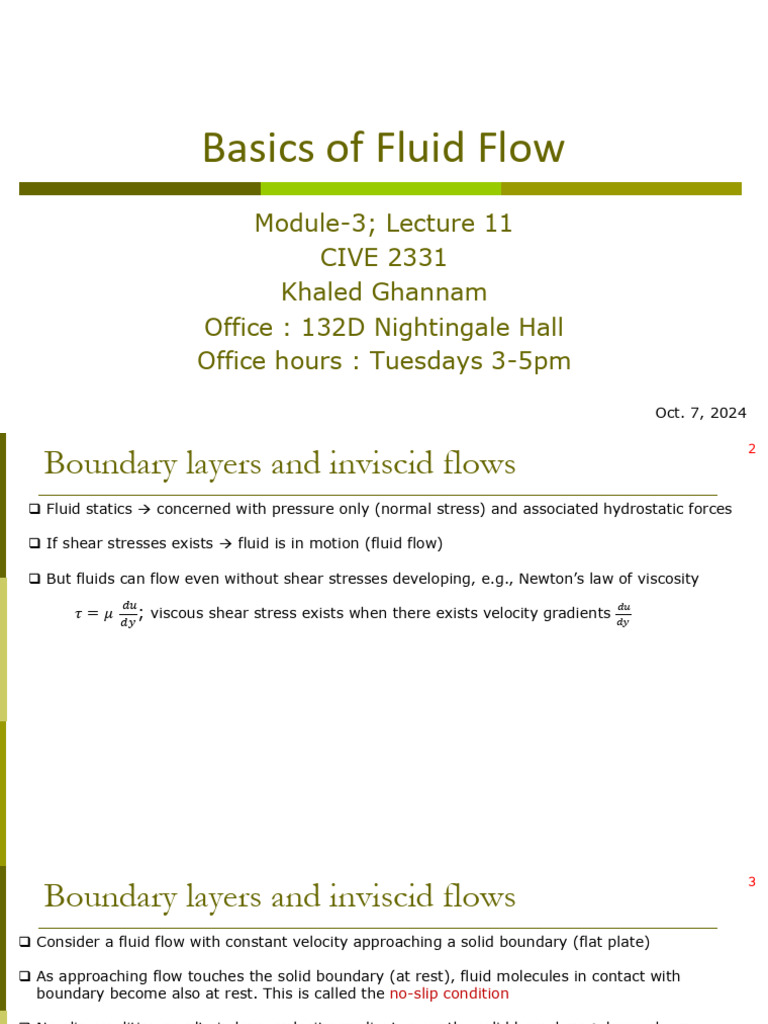Lecture11-FluidFlowBasics | PDF | Fluid Dynamics | Fluid Mechanics