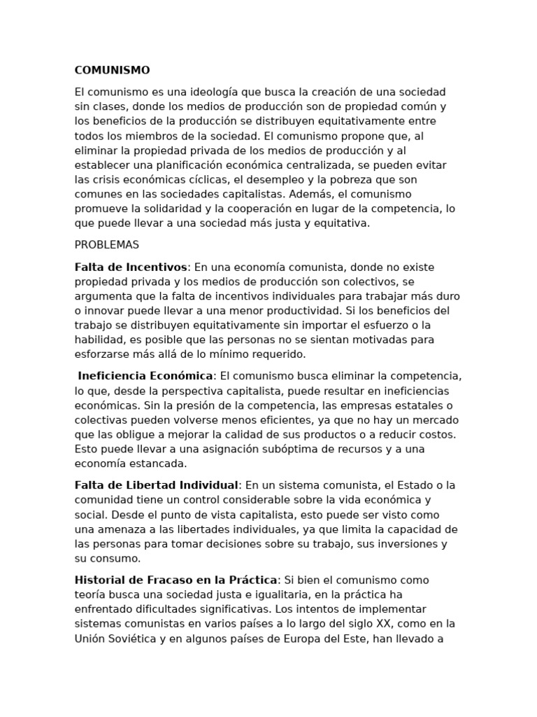 COMUNISMO | PDF | Capitalismo | Desigualdad social