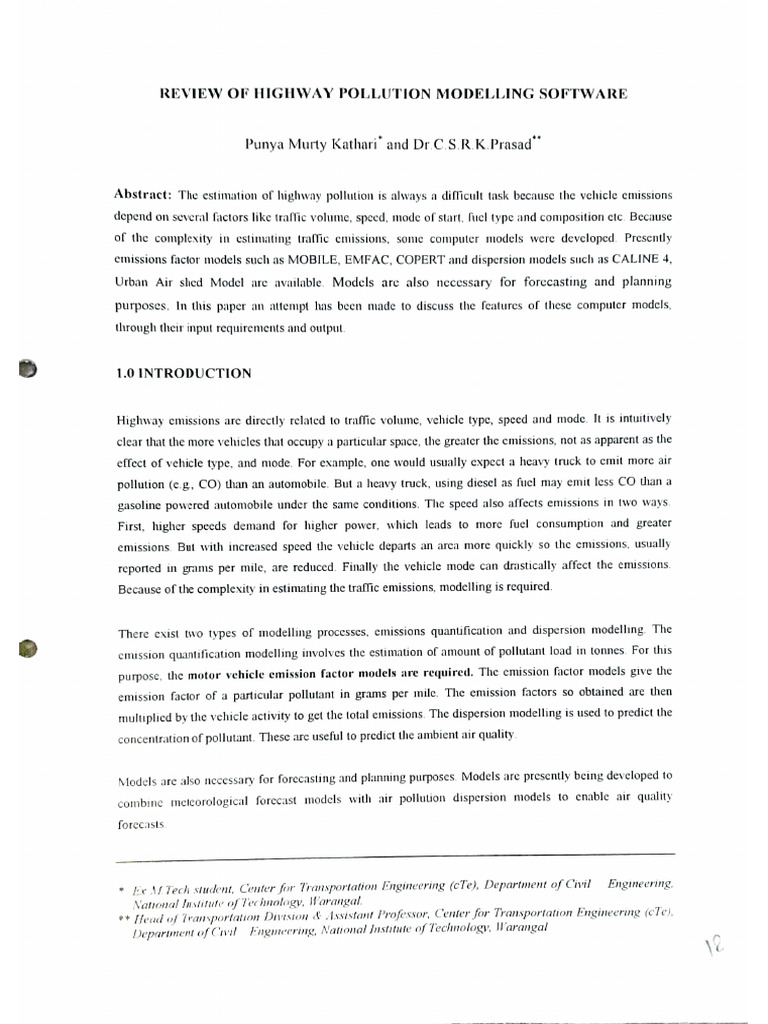 Highway Pollution Modeling Software Review | PDF | Exhaust Gas | Air ...