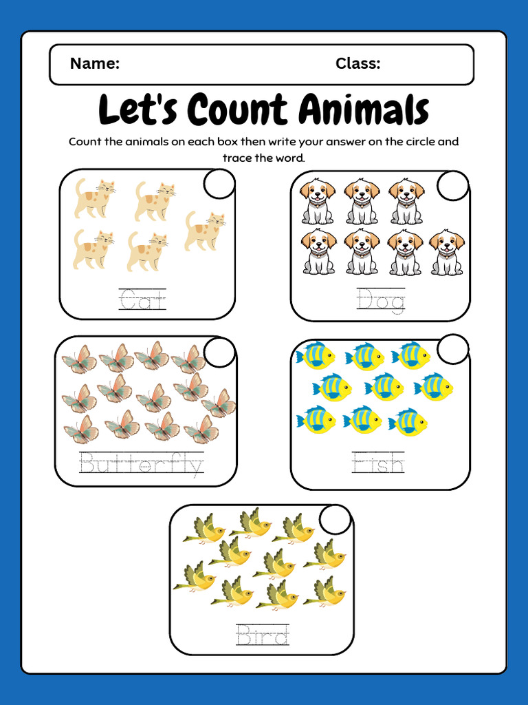 Animal Counting Activity Worksheet | PDF