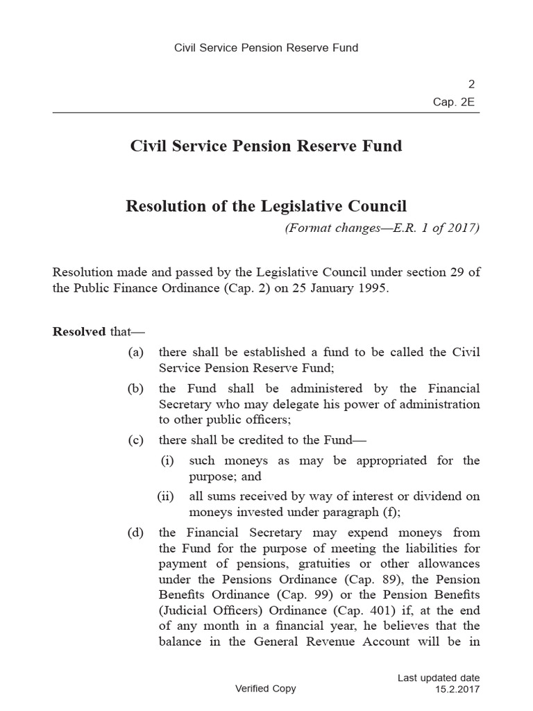 Civil Service Pension Reserve Fund Details | PDF | Pension | Public Finance