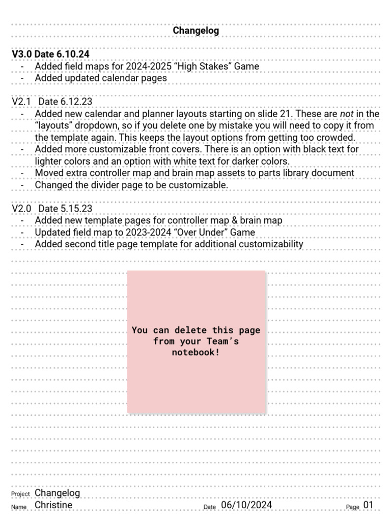 V5RC Digital Notebook - Template v3.0 | PDF | Computing | Software