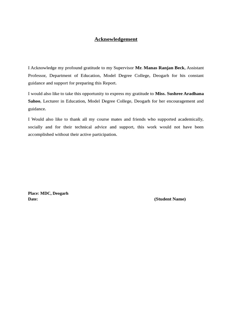 Acknowledgement Page | PDF